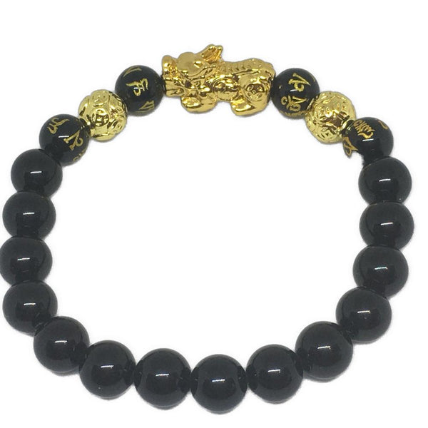 PiXiu and Black Obsidian Crystal Gemstone Bracelet 8mm Unisex Feng S The Holistic Shop